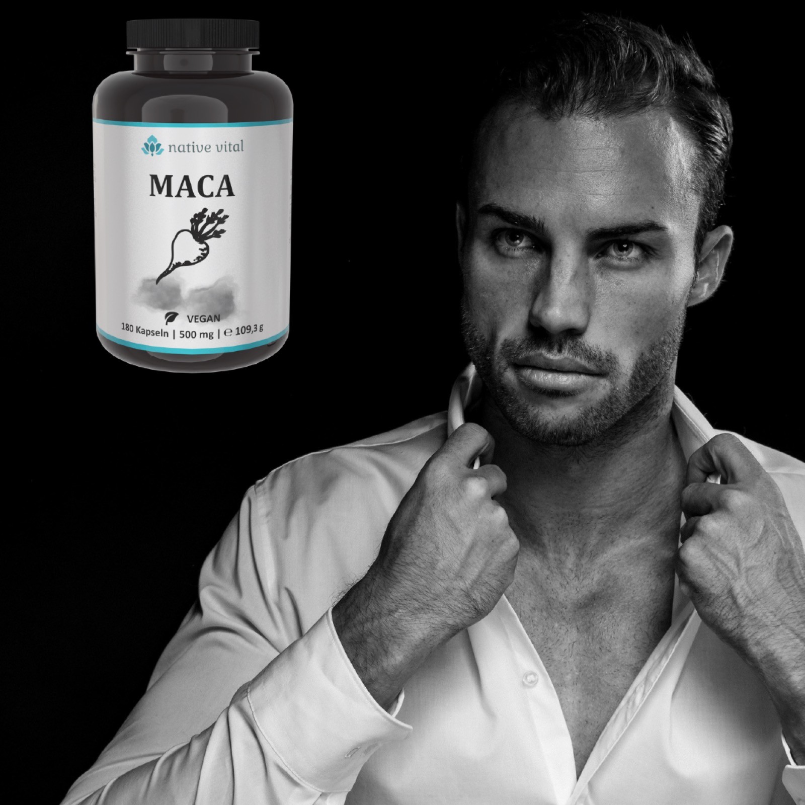 MACA Black - Native Vital - Natürliche Supplements | Vegan, Ohne Zusätze